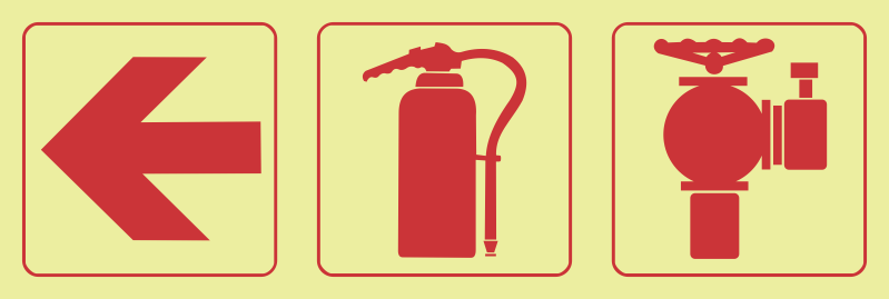 F11 Arrow left, extinguisher, hydrant 29x87cm - SA FIRE